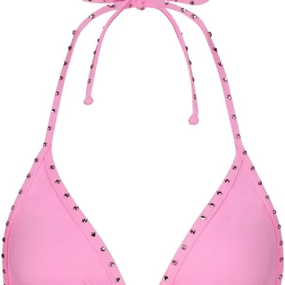 SKIMS | Swim | Skims Pink Rhinestone Triangle Bikini Top Kim Kardashian ...